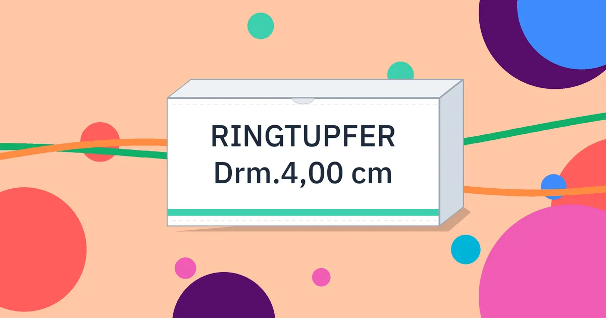 Symbolbild: Packung mit der Aufschrift RINGTUPFER Drm.4,00 cm (PZN 06607654) – Verfügbarkeit und Bezug in Apotheken in Frankfurt am Main