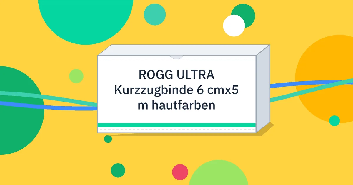 Symbolbild: Packung mit der Aufschrift ROGG ULTRA Kurzzugbinde 6 cmx5 m hautfarben (PZN 16531231) – Verfügbarkeit und Bezug in Apotheken in Frankfurt am Main