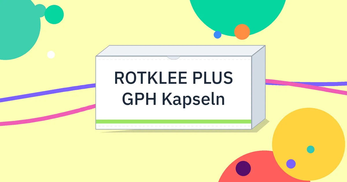 Symbolbild: Packung mit der Aufschrift ROTKLEE PLUS GPH Kapseln (PZN 12340646) – Verfügbarkeit und Bezug in Apotheken in Frankfurt am Main