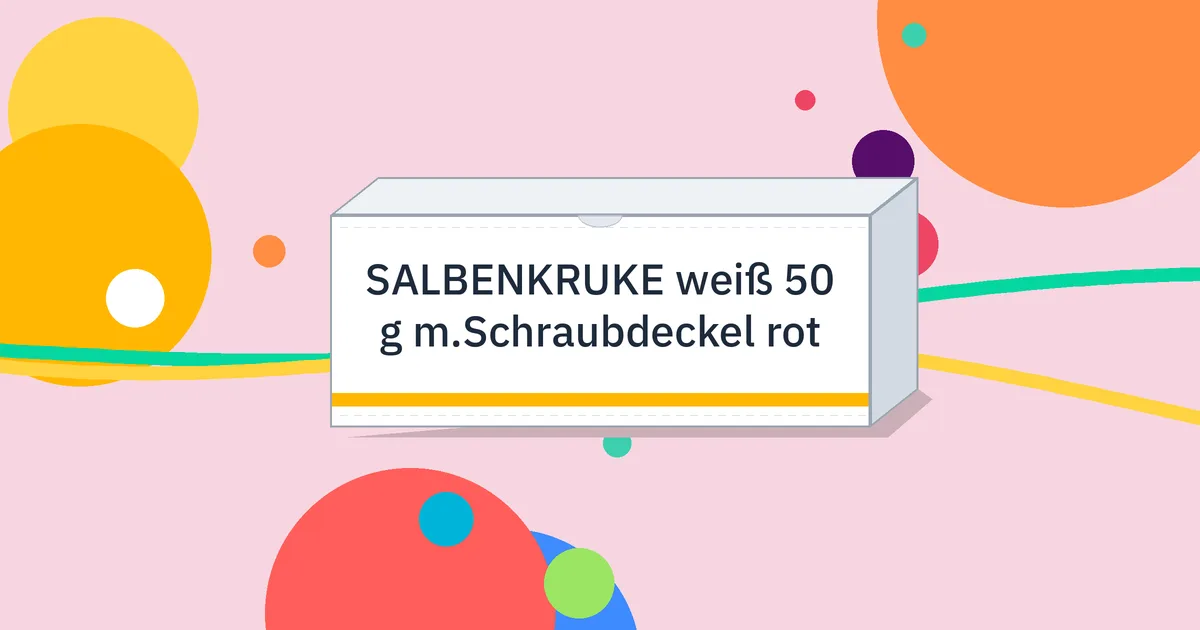 Symbolbild: Packung mit der Aufschrift SALBENKRUKE weiß 50 g m.Schraubdeckel rot (PZN 10121874) – Verfügbarkeit und Bezug in Apotheken in Frankfurt am Main