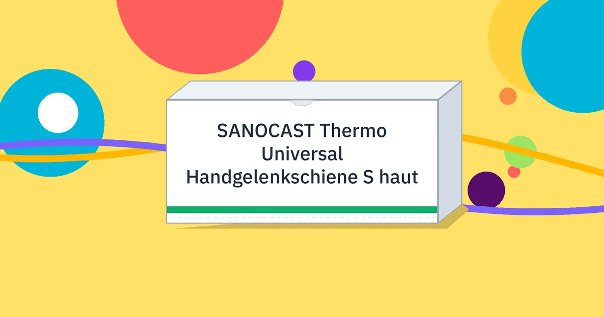 Symbolbild: Packung mit der Aufschrift SANOCAST Thermo Universal Handgelenkschiene S haut (PZN 15260362) – Verfügbarkeit und Bezug in Apotheken in Frankfurt am Main