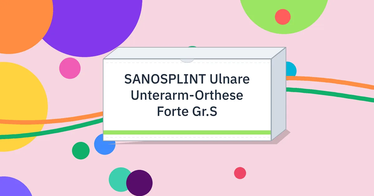 Symbolbild: Packung mit der Aufschrift SANOSPLINT Ulnare Unterarm-Orthese Forte Gr.S (PZN 11281203) – Verfügbarkeit und Bezug in Apotheken in Frankfurt am Main