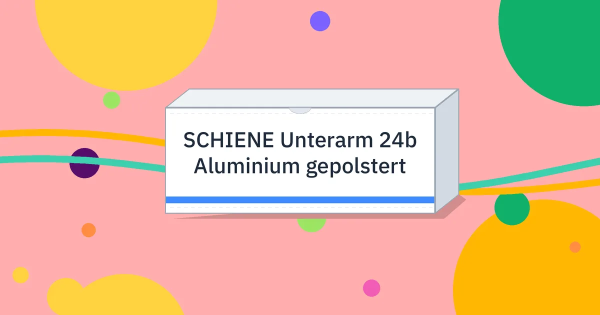 Symbolbild: Packung mit der Aufschrift SCHIENE Unterarm 24b Aluminium gepolstert (PZN 01968554) – Verfügbarkeit und Bezug in Apotheken in Frankfurt am Main