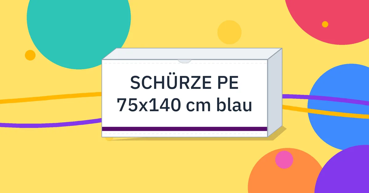 Symbolbild: Packung mit der Aufschrift SCHÜRZE PE 75x140 cm blau (PZN 07601056) – Verfügbarkeit und Bezug in Apotheken in Frankfurt am Main