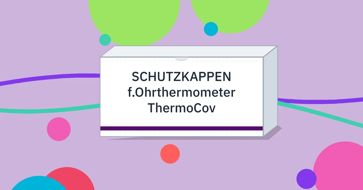 Symbolbild: Packung mit der Aufschrift SCHUTZKAPPEN f.Ohrthermometer ThermoCov (PZN 17246840) – Verfügbarkeit und Bezug in Apotheken in Frankfurt am Main