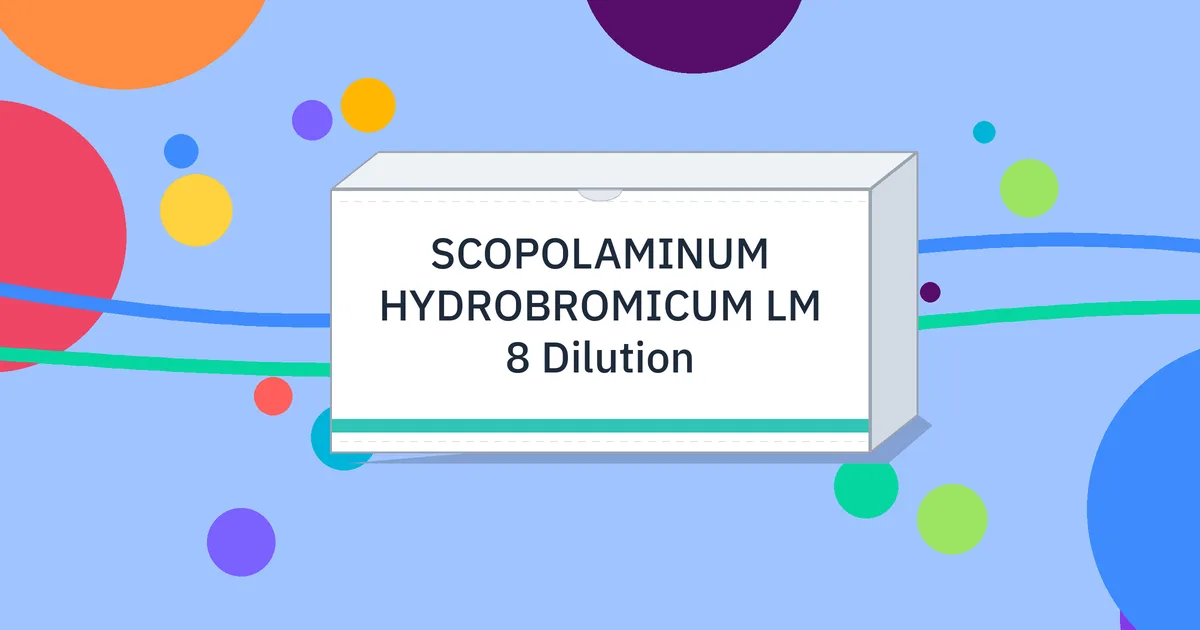 Symbolbild: Packung mit der Aufschrift SCOPOLAMINUM HYDROBROMICUM LM 8 Dilution (PZN 13691023) – Verfügbarkeit und Bezug in Apotheken in Frankfurt am Main
