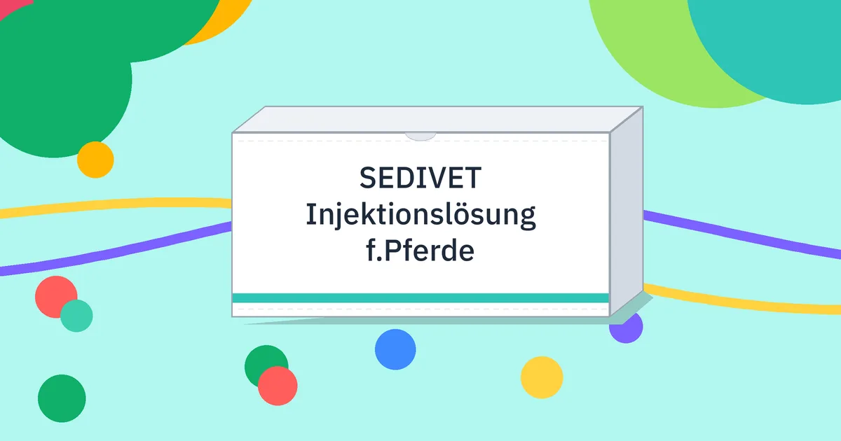 Symbolbild: Packung mit der Aufschrift SEDIVET Injektionslösung f.Pferde (PZN 07426825) – Verfügbarkeit und Bezug in Apotheken in Frankfurt am Main