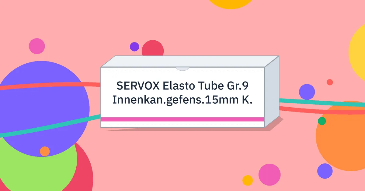 Symbolbild: Packung mit der Aufschrift SERVOX Elasto Tube Gr.9 Innenkan.gefens.15mm K. (PZN 07425470) – Verfügbarkeit und Bezug in Apotheken in Frankfurt am Main