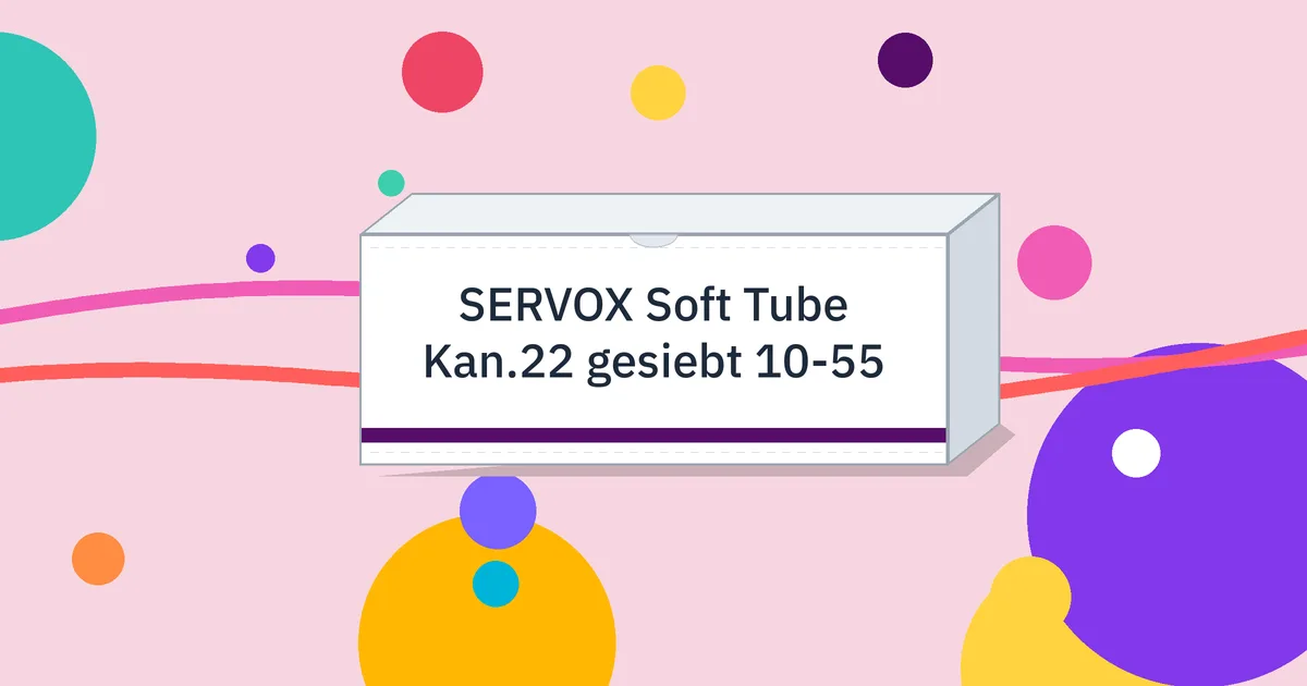 Symbolbild: Packung mit der Aufschrift SERVOX Soft Tube Kan.22 gesiebt 10-55 (PZN 07508730) – Verfügbarkeit und Bezug in Apotheken in Frankfurt am Main