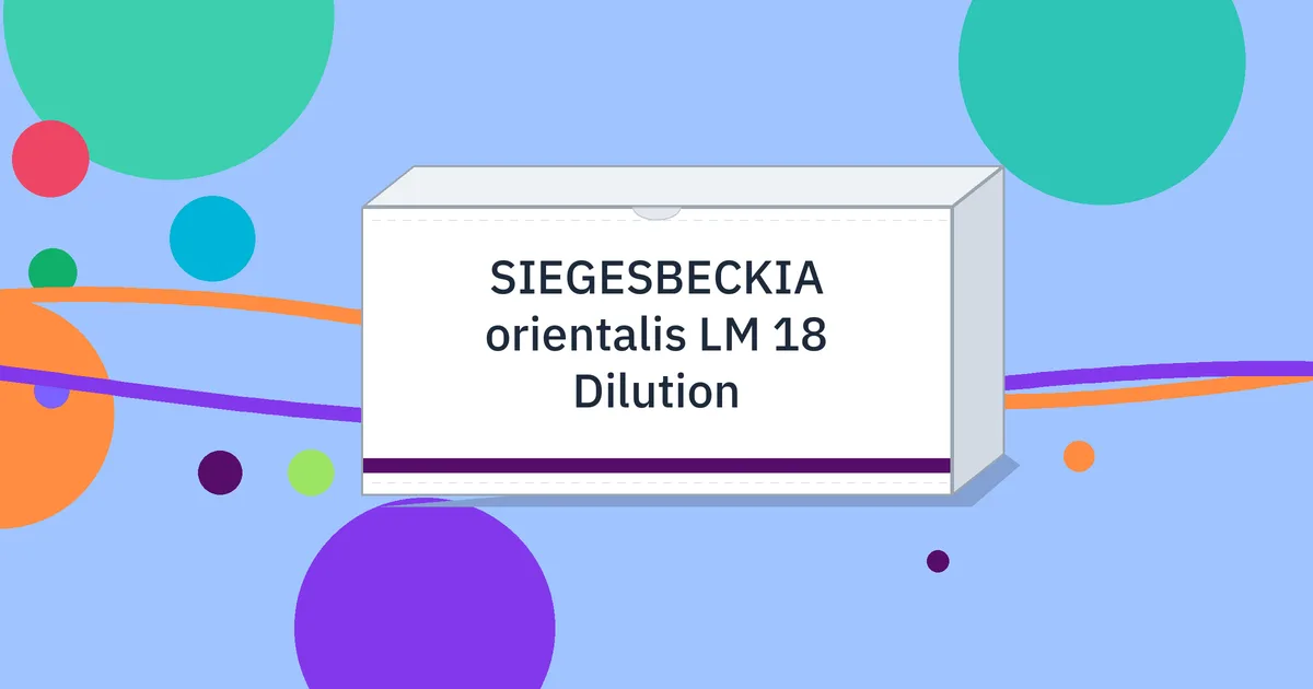Symbolbild: Packung mit der Aufschrift SIEGESBECKIA orientalis LM 18 Dilution (PZN 13677313) – Verfügbarkeit und Bezug in Apotheken in Frankfurt am Main