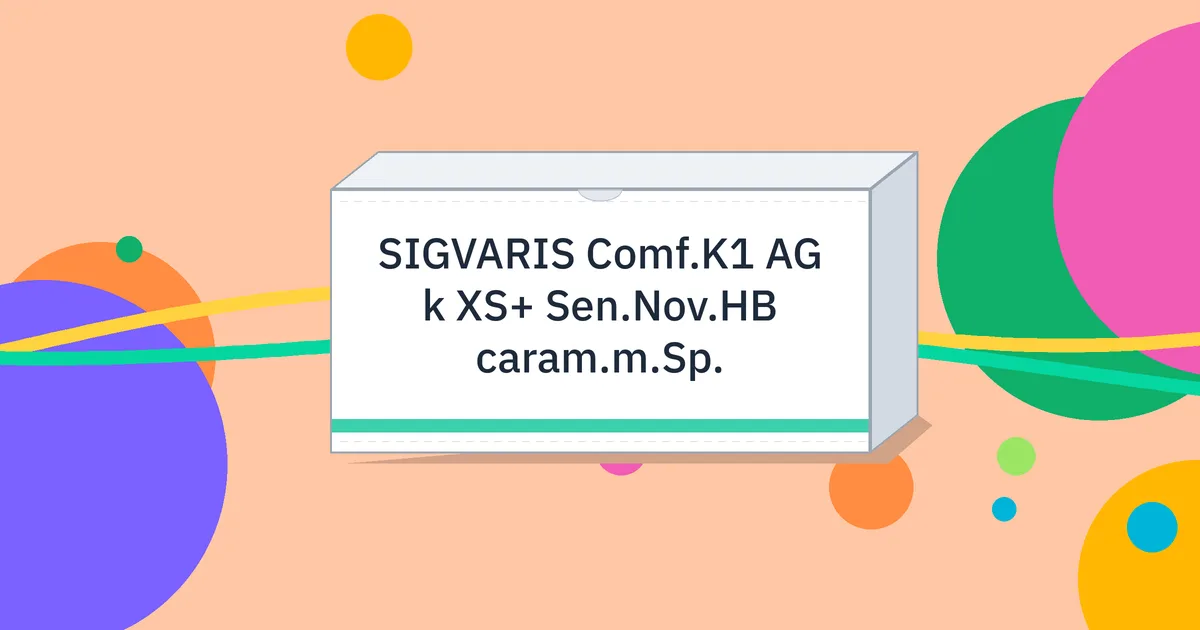 Symbolbild: Packung mit der Aufschrift SIGVARIS Comf.K1 AG k XS+ Sen.Nov.HB caram.m.Sp. (PZN 17101863) – Verfügbarkeit und Bezug in Apotheken in Frankfurt am Main