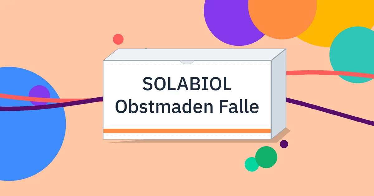 Symbolbild: Packung mit der Aufschrift SOLABIOL Obstmaden Falle (PZN 14355764) – Verfügbarkeit und Bezug in Apotheken in Frankfurt am Main