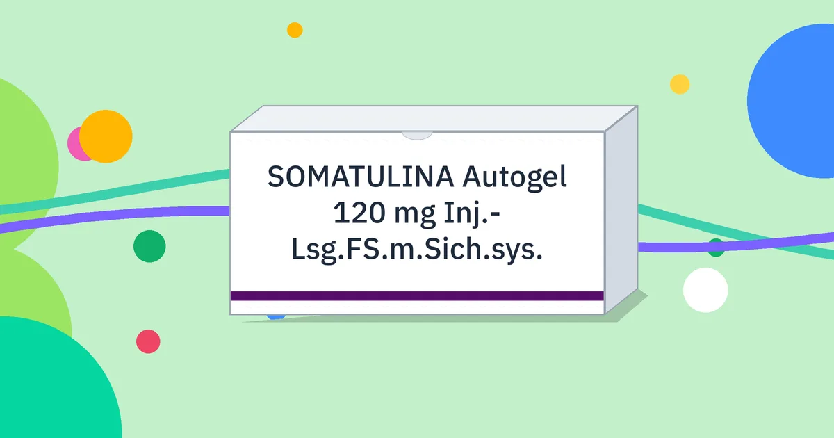 Symbolbild: Packung mit der Aufschrift SOMATULINA Autogel 120 mg Inj.-Lsg.FS.m.Sich.sys. (PZN 17668937) – Verfügbarkeit und Bezug in Apotheken in Frankfurt am Main