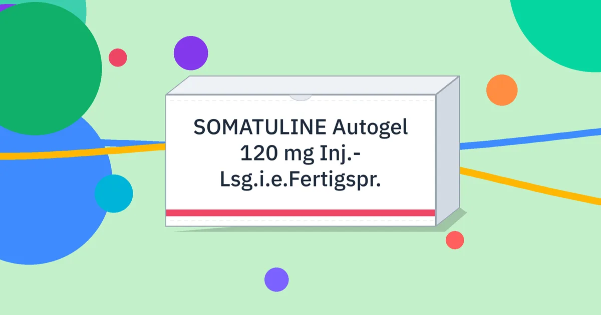 Symbolbild: Packung mit der Aufschrift SOMATULINE Autogel 120 mg Inj.-Lsg.i.e.Fertigspr. (PZN 15569303) – Verfügbarkeit und Bezug in Apotheken in Frankfurt am Main