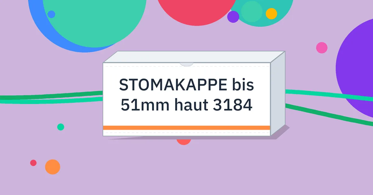 Symbolbild: Packung mit der Aufschrift STOMAKAPPE bis 51mm haut 3184 (PZN 00761963) – Verfügbarkeit und Bezug in Apotheken in Frankfurt am Main