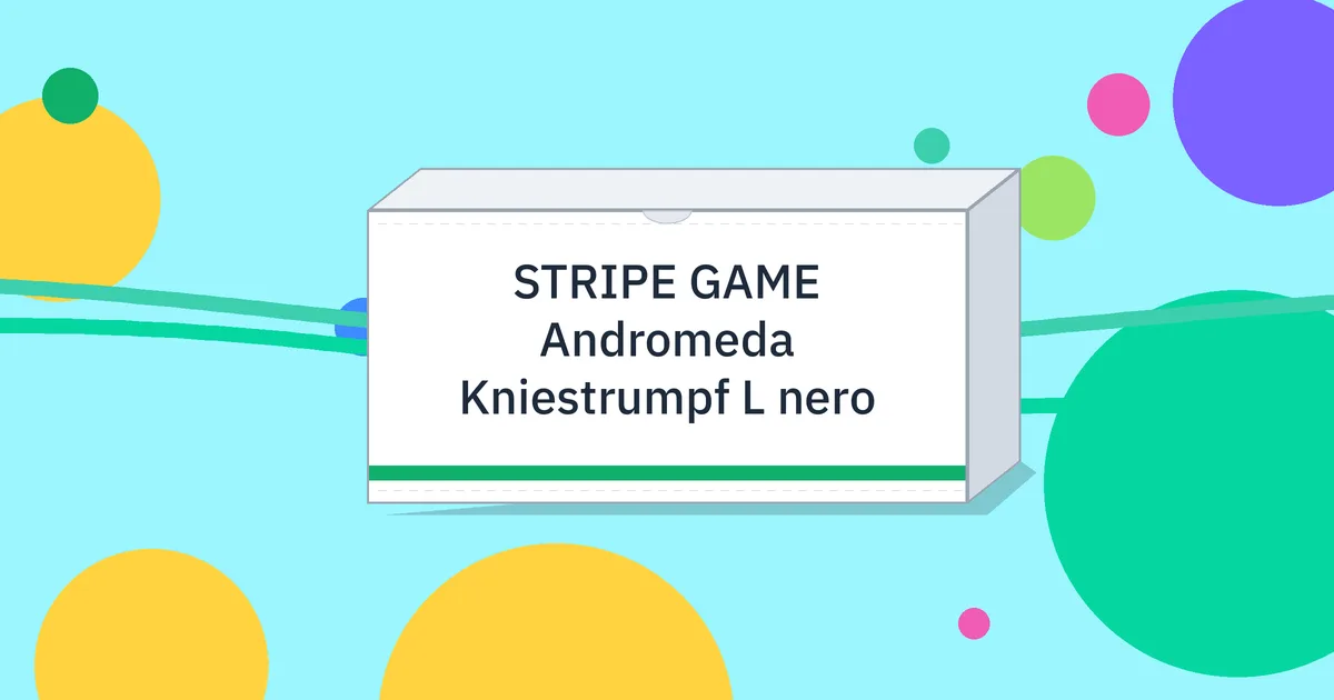 Symbolbild: Packung mit der Aufschrift STRIPE GAME Andromeda Kniestrumpf L nero (PZN 20209446) – Verfügbarkeit und Bezug in Apotheken in Frankfurt am Main