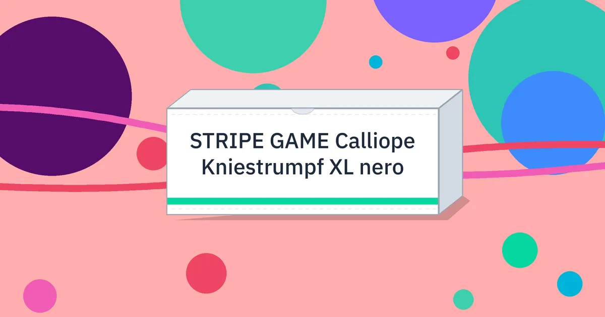 Symbolbild: Packung mit der Aufschrift STRIPE GAME Calliope Kniestrumpf XL nero (PZN 20719756) – Verfügbarkeit und Bezug in Apotheken in Frankfurt am Main