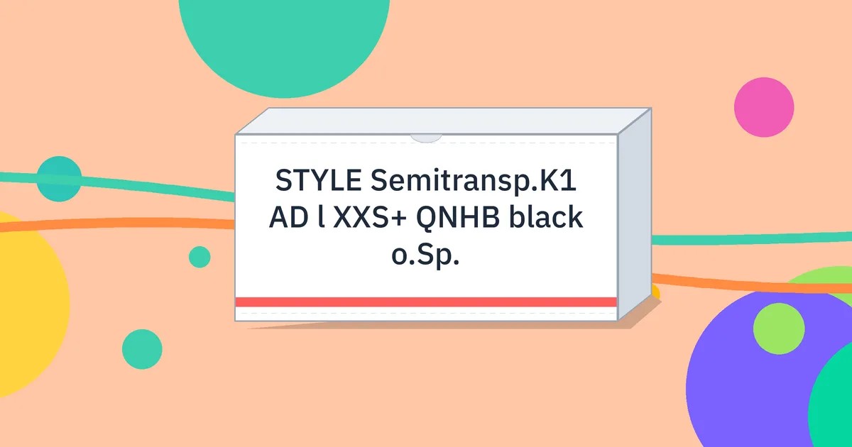 Symbolbild: Packung mit der Aufschrift STYLE Semitransp.K1 AD l XXS+ QNHB black o.Sp. (PZN 18869129) – Verfügbarkeit und Bezug in Apotheken in Frankfurt am Main