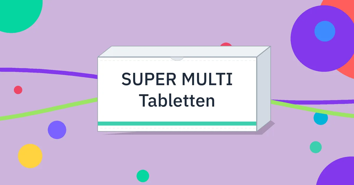 Symbolbild: Packung mit der Aufschrift SUPER MULTI Tabletten (PZN 16822655) – Verfügbarkeit und Bezug in Apotheken in Frankfurt am Main
