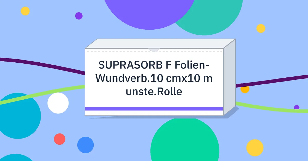 Symbolbild: Packung mit der Aufschrift SUPRASORB F Folien-Wundverb.10 cmx10 m unste.Rolle (PZN 20611504) – Verfügbarkeit und Bezug in Apotheken in Frankfurt am Main