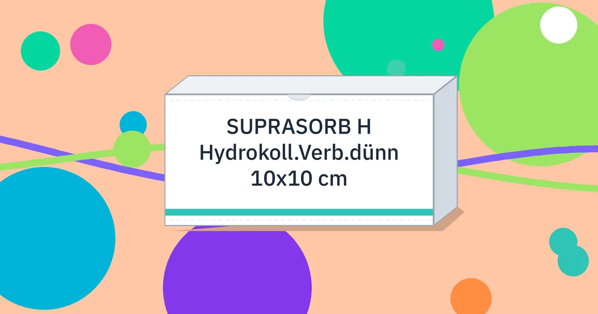 Symbolbild: Packung mit der Aufschrift SUPRASORB H Hydrokoll.Verb.dünn 10x10 cm (PZN 17240814) – Verfügbarkeit und Bezug in Apotheken in Frankfurt am Main