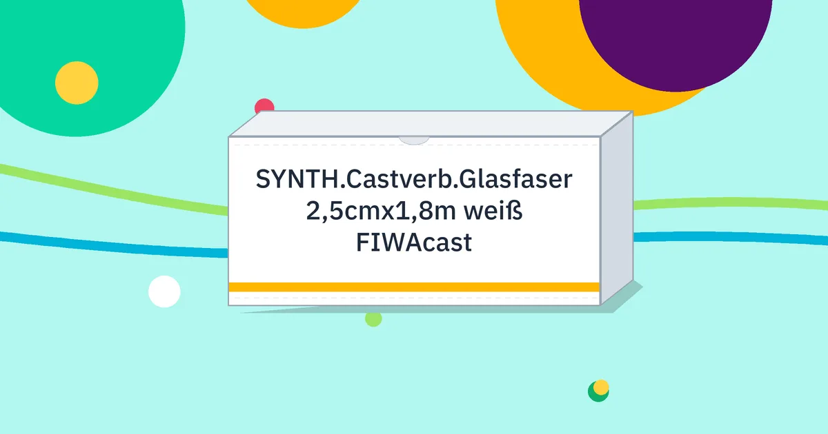 Symbolbild: Packung mit der Aufschrift SYNTH.Castverb.Glasfaser 2,5cmx1,8m weiß FIWAcast (PZN 12394122) – Verfügbarkeit und Bezug in Apotheken in Frankfurt am Main