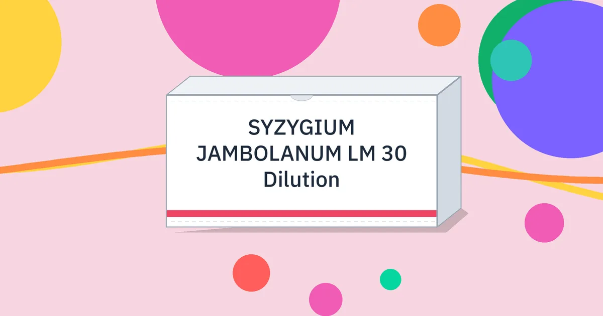 Symbolbild: Packung mit der Aufschrift SYZYGIUM JAMBOLANUM LM 30 Dilution (PZN 13212376) – Verfügbarkeit und Bezug in Apotheken in Frankfurt am Main