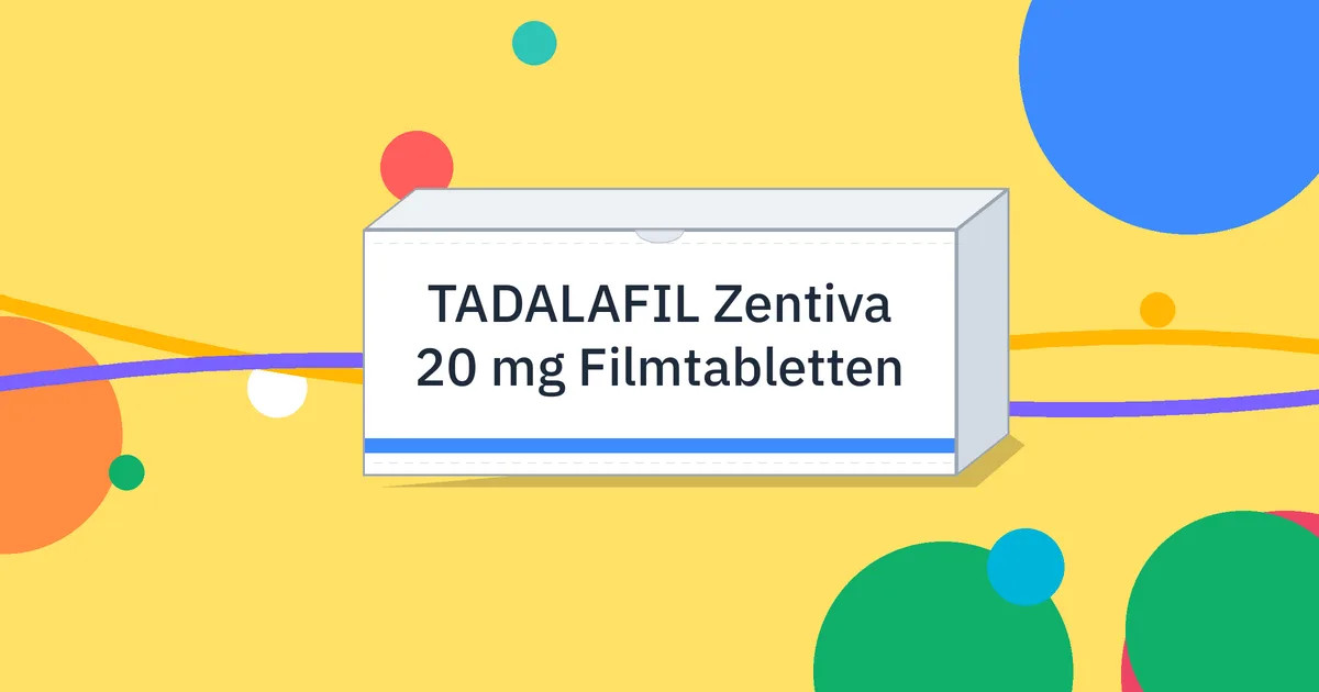 Symbolbild: Packung mit der Aufschrift TADALAFIL Zentiva 20 mg Filmtabletten (PZN 18755762) – Verfügbarkeit und Bezug in Apotheken in Frankfurt am Main