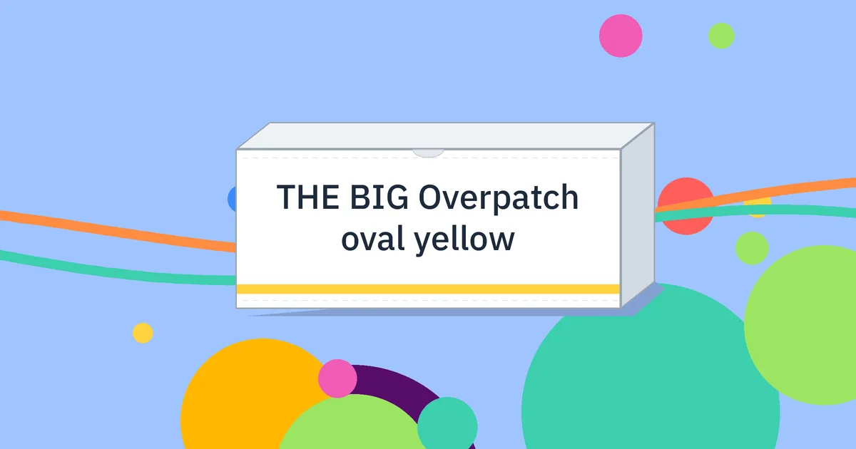 Symbolbild: Packung mit der Aufschrift THE BIG Overpatch oval yellow (PZN 19867859) – Verfügbarkeit und Bezug in Apotheken in Frankfurt am Main