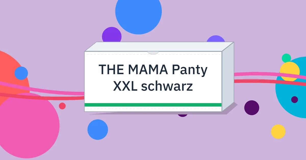 Symbolbild: Packung mit der Aufschrift THE MAMA Panty XXL schwarz (PZN 19706317) – Verfügbarkeit und Bezug in Apotheken in Frankfurt am Main