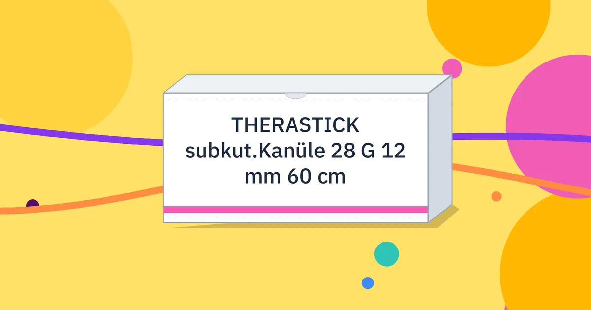 Symbolbild: Packung mit der Aufschrift THERASTICK subkut.Kanüle 28 G 12 mm 60 cm (PZN 06191981) – Verfügbarkeit und Bezug in Apotheken in Frankfurt am Main