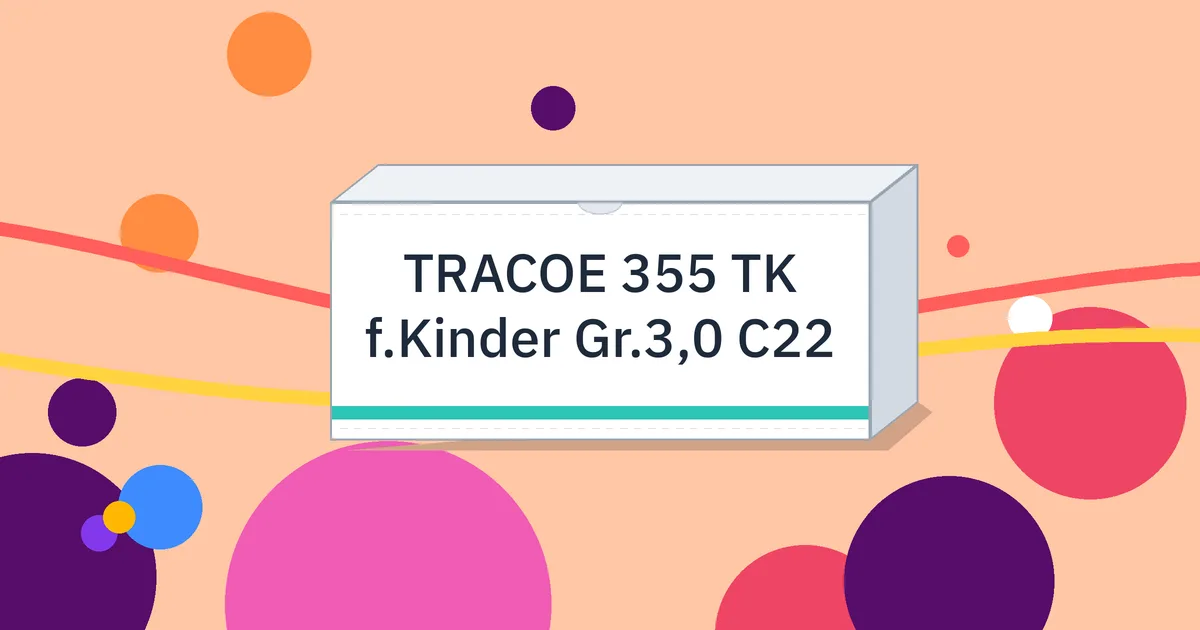 Symbolbild: Packung mit der Aufschrift TRACOE 355 TK f.Kinder Gr.3,0 C22 (PZN 11643770) – Verfügbarkeit und Bezug in Apotheken in Frankfurt am Main