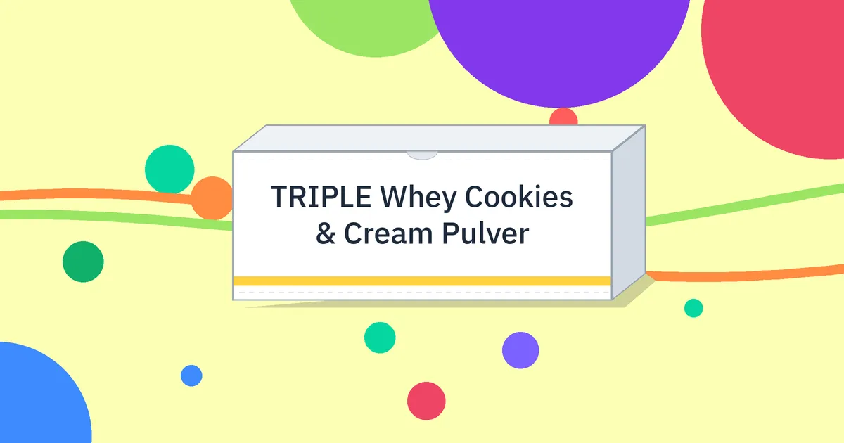 Symbolbild: Packung mit der Aufschrift TRIPLE Whey Cookies & Cream Pulver (PZN 10534292) – Verfügbarkeit und Bezug in Apotheken in Frankfurt am Main