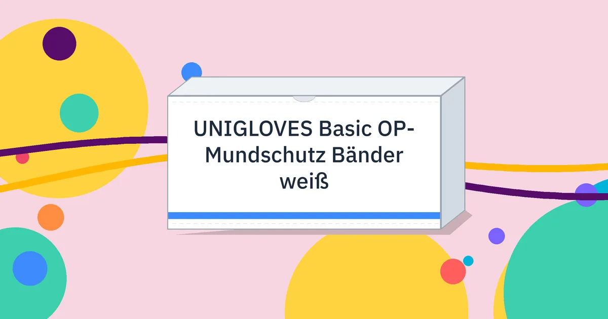 Symbolbild: Packung mit der Aufschrift UNIGLOVES Basic OP-Mundschutz Bänder weiß (PZN 00103361) – Verfügbarkeit und Bezug in Apotheken in Frankfurt am Main