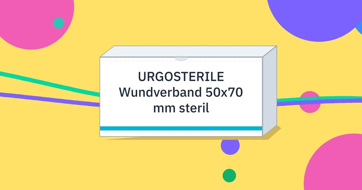 Symbolbild: Packung mit der Aufschrift URGOSTERILE Wundverband 50x70 mm steril (PZN 18319363) – Verfügbarkeit und Bezug in Apotheken in Frankfurt am Main