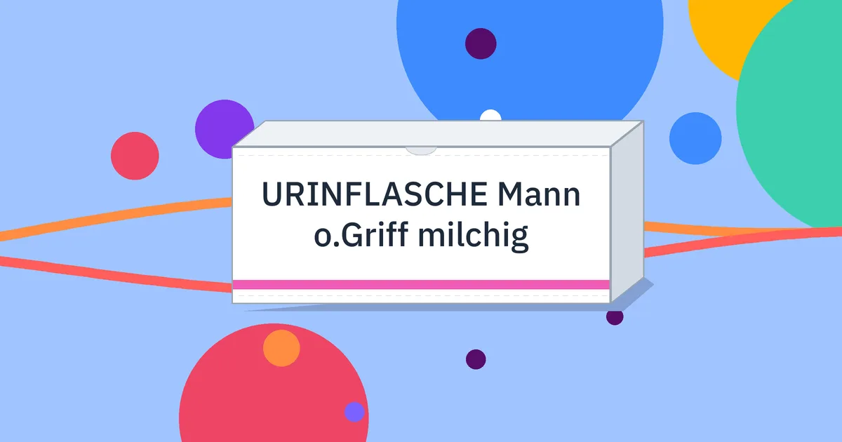 Symbolbild: Packung mit der Aufschrift URINFLASCHE Mann o.Griff milchig (PZN 11055984) – Verfügbarkeit und Bezug in Apotheken in Frankfurt am Main