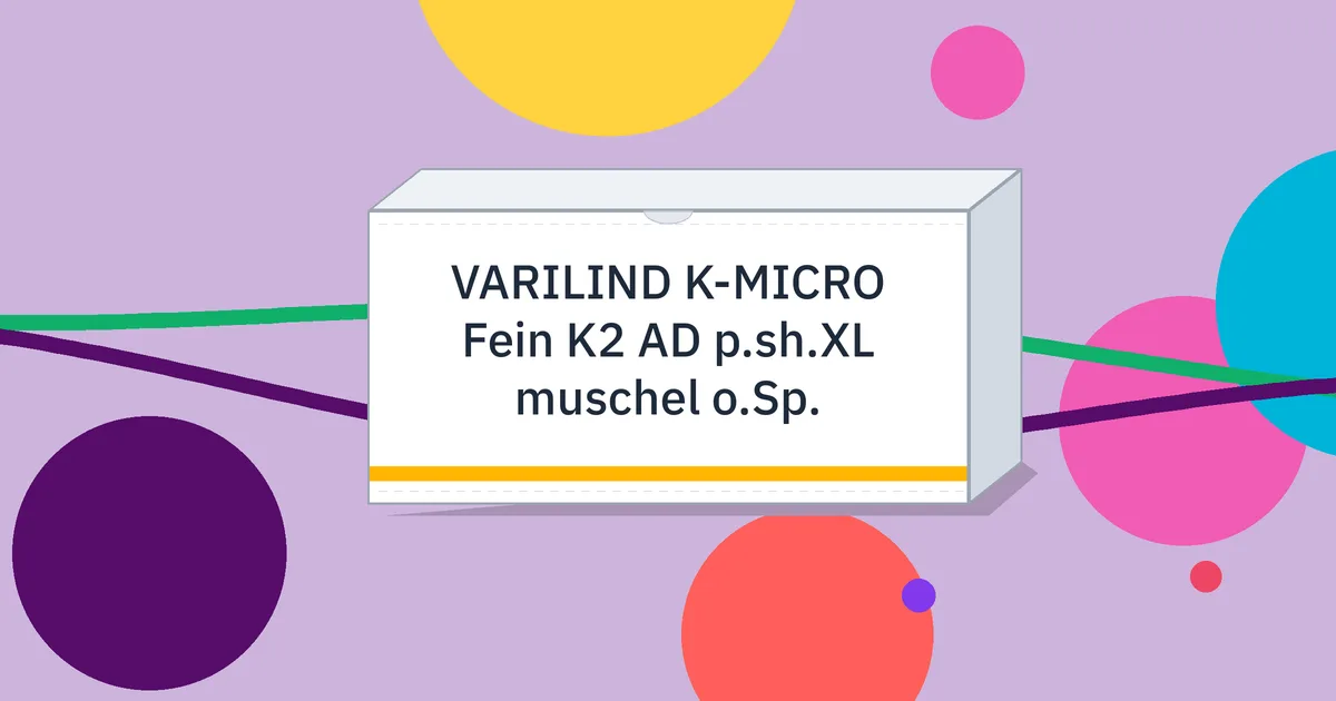 Symbolbild: Packung mit der Aufschrift VARILIND K-MICRO Fein K2 AD p.sh.XL muschel o.Sp. (PZN 20559583) – Verfügbarkeit und Bezug in Apotheken in Frankfurt am Main