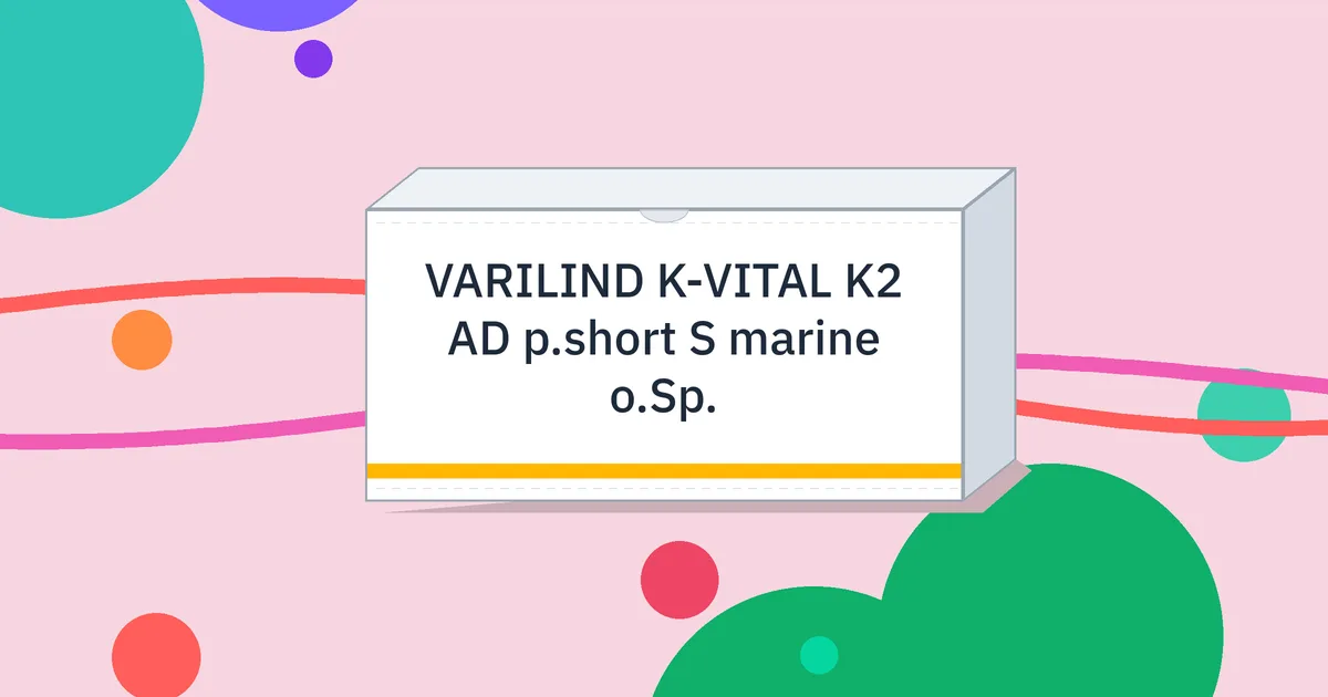 Symbolbild: Packung mit der Aufschrift VARILIND K-VITAL K2 AD p.short S marine o.Sp. (PZN 20568010) – Verfügbarkeit und Bezug in Apotheken in Frankfurt am Main