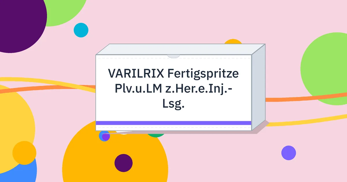 Symbolbild: Packung mit der Aufschrift VARILRIX Fertigspritze Plv.u.LM z.Her.e.Inj.-Lsg. (PZN 09531526) – Verfügbarkeit und Bezug in Apotheken in Frankfurt am Main