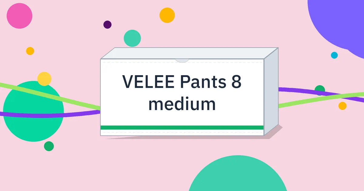 Symbolbild: Packung mit der Aufschrift VELEE Pants 8 medium (PZN 20578712) – Verfügbarkeit und Bezug in Apotheken in Frankfurt am Main