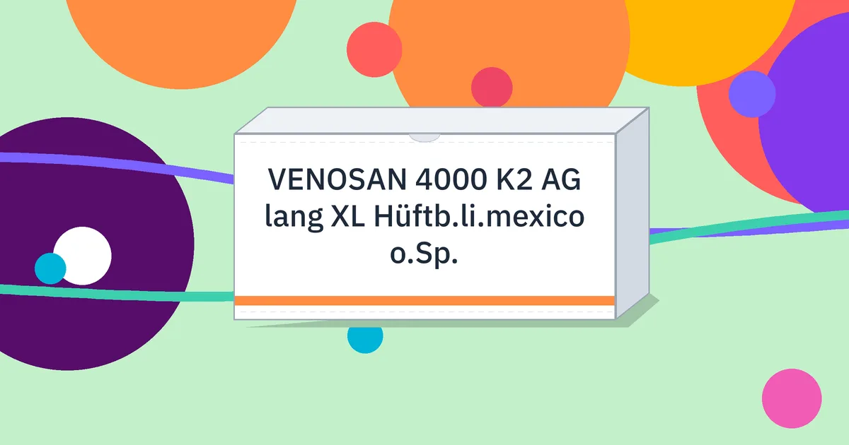 Symbolbild: Packung mit der Aufschrift VENOSAN 4000 K2 AG lang XL Hüftb.li.mexico o.Sp. (PZN 14424146) – Verfügbarkeit und Bezug in Apotheken in Frankfurt am Main