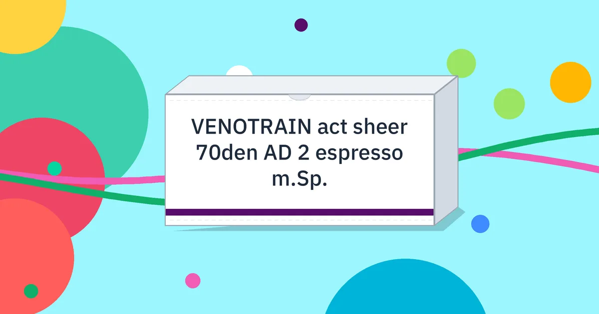 Symbolbild: Packung mit der Aufschrift VENOTRAIN act sheer 70den AD 2 espresso m.Sp. (PZN 16208932) – Verfügbarkeit und Bezug in Apotheken in Frankfurt am Main