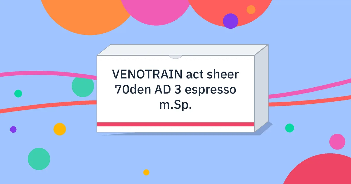 Symbolbild: Packung mit der Aufschrift VENOTRAIN act sheer 70den AD 3 espresso m.Sp. (PZN 16208949) – Verfügbarkeit und Bezug in Apotheken in Frankfurt am Main