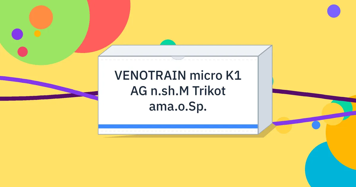Symbolbild: Packung mit der Aufschrift VENOTRAIN micro K1 AG n.sh.M Trikot ama.o.Sp. (PZN 05710976) – Verfügbarkeit und Bezug in Apotheken in Frankfurt am Main