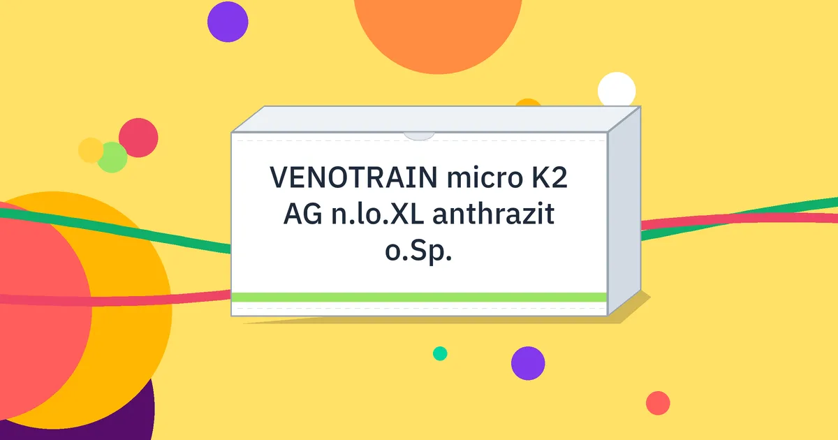 Symbolbild: Packung mit der Aufschrift VENOTRAIN micro K2 AG n.lo.XL anthrazit o.Sp. (PZN 11061909) – Verfügbarkeit und Bezug in Apotheken in Frankfurt am Main