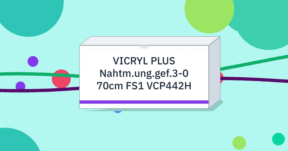 Symbolbild: Packung mit der Aufschrift VICRYL PLUS Nahtm.ung.gef.3-0 70cm FS1 VCP442H (PZN 19884504) – Verfügbarkeit und Bezug in Apotheken in Frankfurt am Main