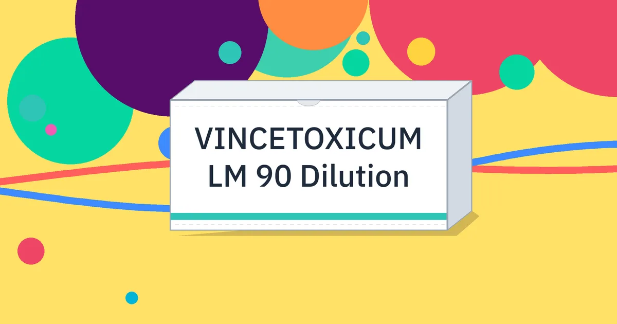 Symbolbild: Packung mit der Aufschrift VINCETOXICUM LM 90 Dilution (PZN 13275046) – Verfügbarkeit und Bezug in Apotheken in Frankfurt am Main