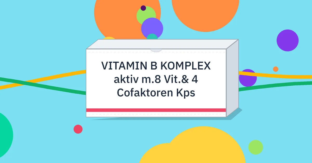 Symbolbild: Packung mit der Aufschrift VITAMIN B KOMPLEX aktiv m.8 Vit.& 4 Cofaktoren Kps (PZN 17967999) – Verfügbarkeit und Bezug in Apotheken in Frankfurt am Main