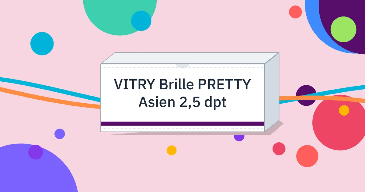 Symbolbild: Packung mit der Aufschrift VITRY Brille PRETTY Asien 2,5 dpt (PZN 18163033) – Verfügbarkeit und Bezug in Apotheken in Frankfurt am Main