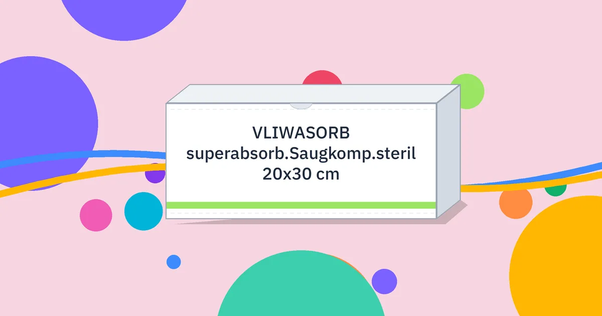 Symbolbild: Packung mit der Aufschrift VLIWASORB superabsorb.Saugkomp.steril 20x30 cm (PZN 17834287) – Verfügbarkeit und Bezug in Apotheken in Frankfurt am Main